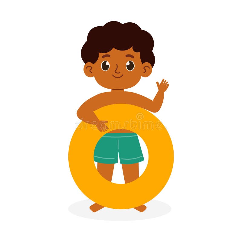Boy with a Swimming Circle, Summer Vacation, Vector Illustration Stock ...