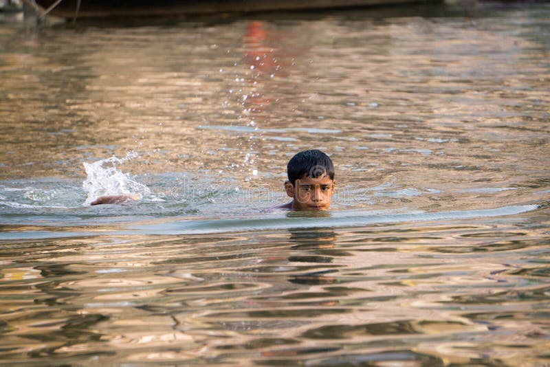 Boy Swimming Holy River Ganges India Stock Photos - Free & Royalty-Free ...