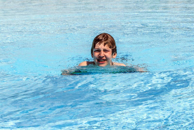 Boy swimming in the pool stock image. Image of child - 36078279