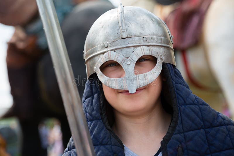 Boy with an Sword in a Suit Russian Soldier Stock Image - Image of ...