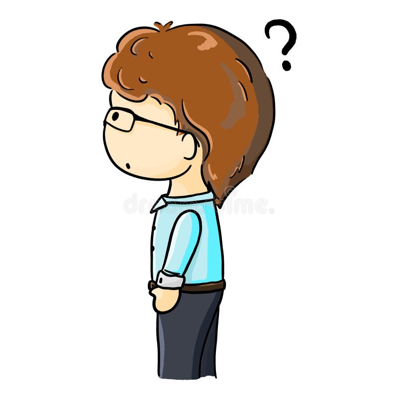 Boy with Glasses and Questioning Side View Cartoon Illustration Stock ...