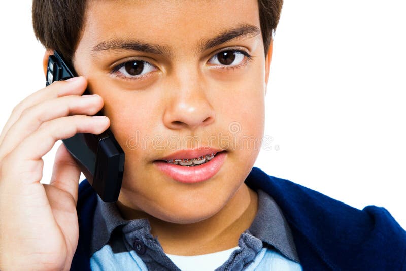 Boy Talking on Mobile Phone Stock Image - Image of listening, cell: 9033737