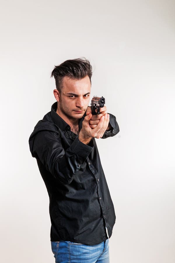 Boy with gun in his hand stock image. Image of criminal - 102380033