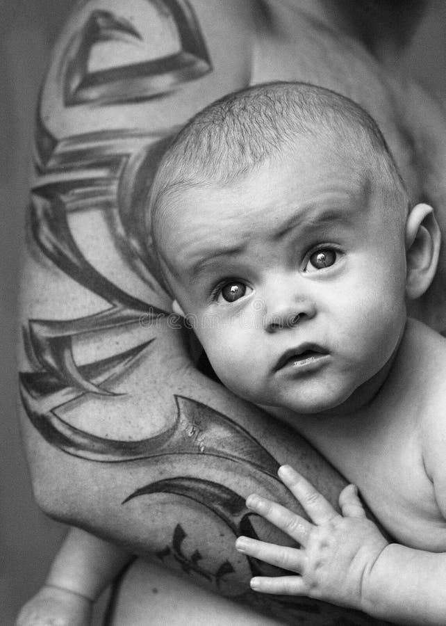 Boy and tattoo stock photo. Image of paternity, arts, face - 8661880