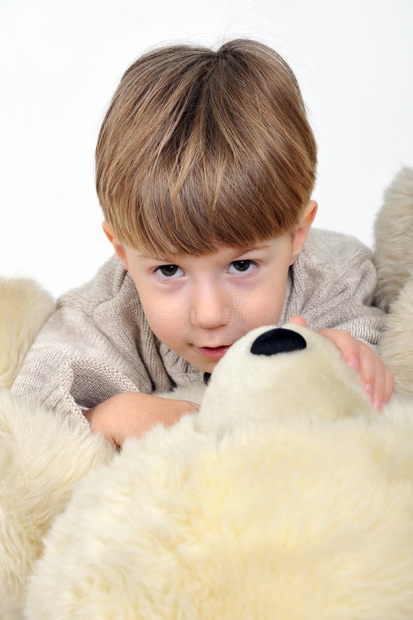 Boy with a teddy bear stock photo. Image of toys, bear - 29483214