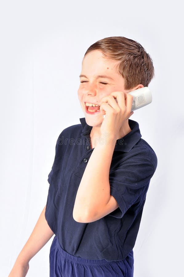 Boy with telephone stock image. Image of young, communication - 10500457
