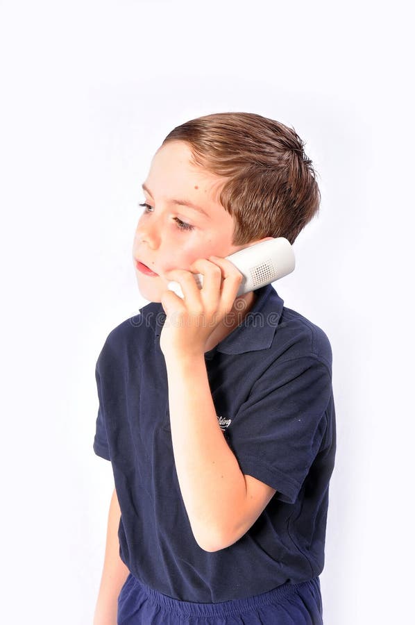 Boy with telephone stock photo. Image of studio, young - 10500500