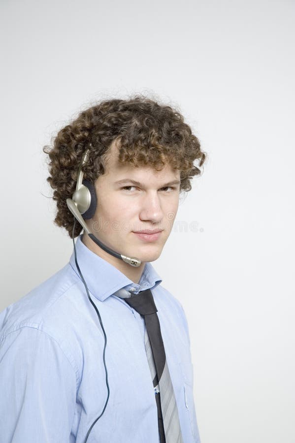 Boy with telephone headset stock image. Image of happy - 333283