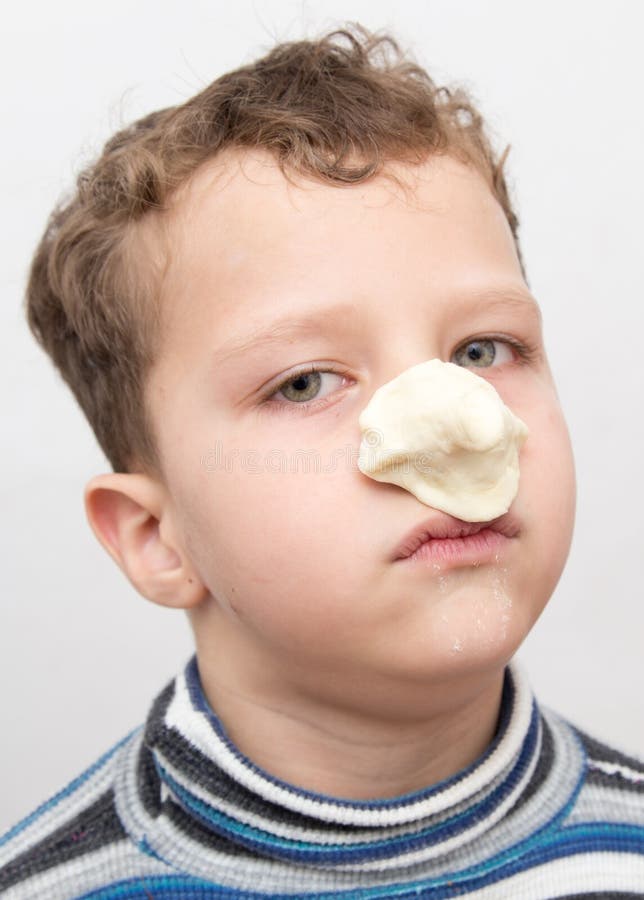 Boy with a Test on the Nose Stock Photo - Image of child, hand: 106212758