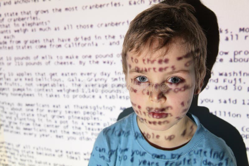 Boy an Text Projection Device Stock Image - Image of projector ...