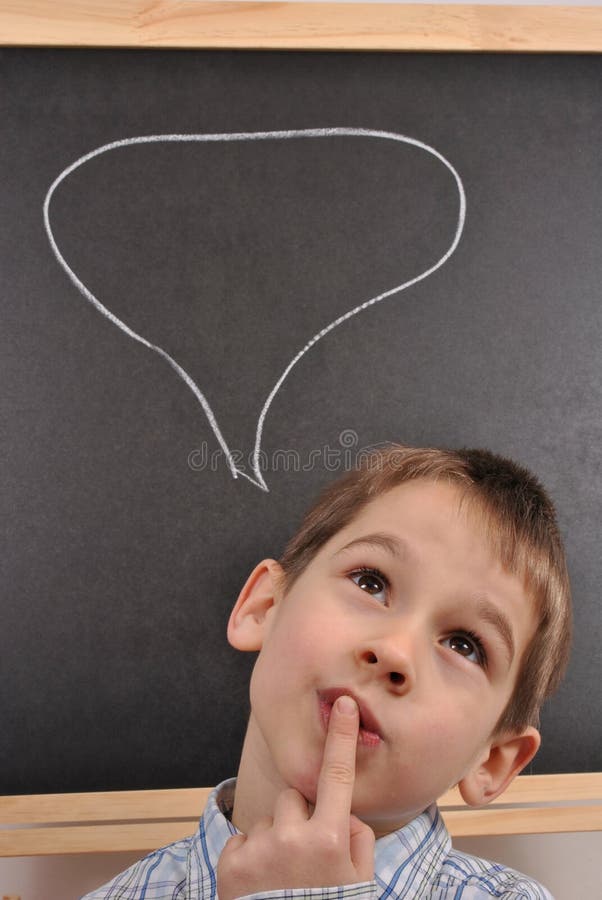 Boy is thinking stock image. Image of school, conceptualize - 24202059