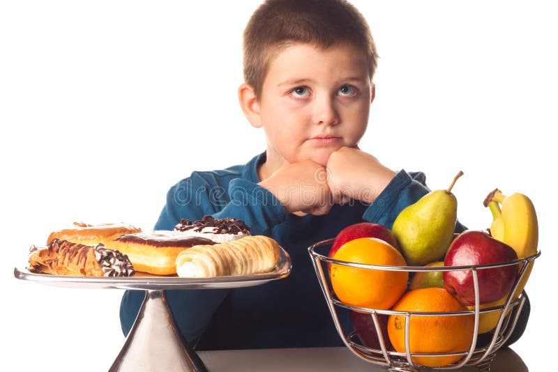 Boy Thinking of a Food Choice Stock Image - Image of fruit, male: 17147645