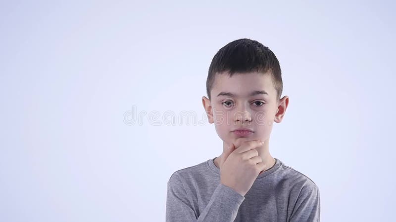 Cute Little Boy Making Funny Faces on White Background Stock Footage ...