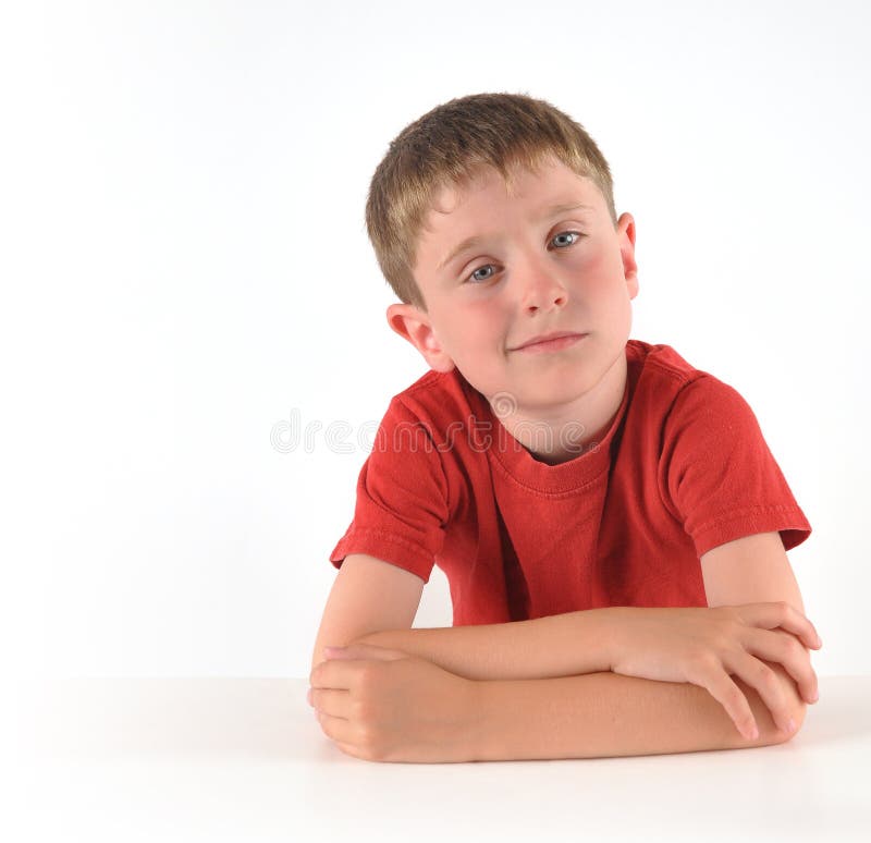 Young Boy with Thinking about Question Stock Image - Image of letter ...