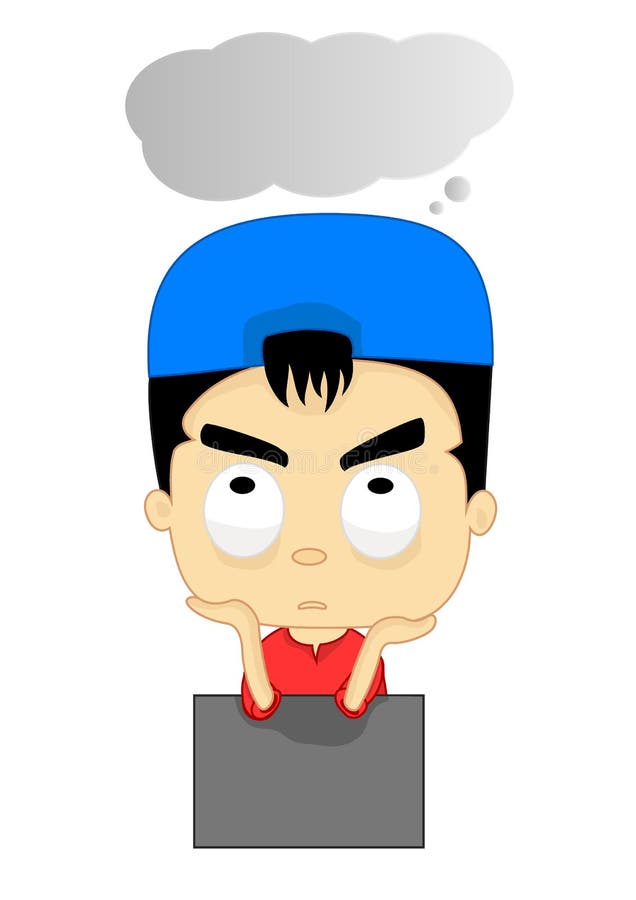 A boy thinking stock illustration. Illustration of intelligence - 48575692