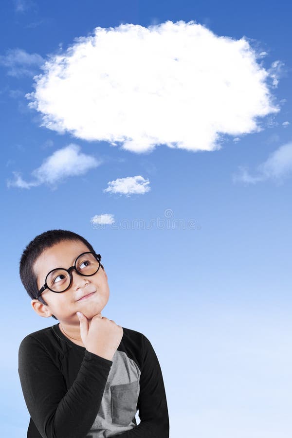 Boy Thinking with a Thought Bubble Stock Photo - Image of bubble ...
