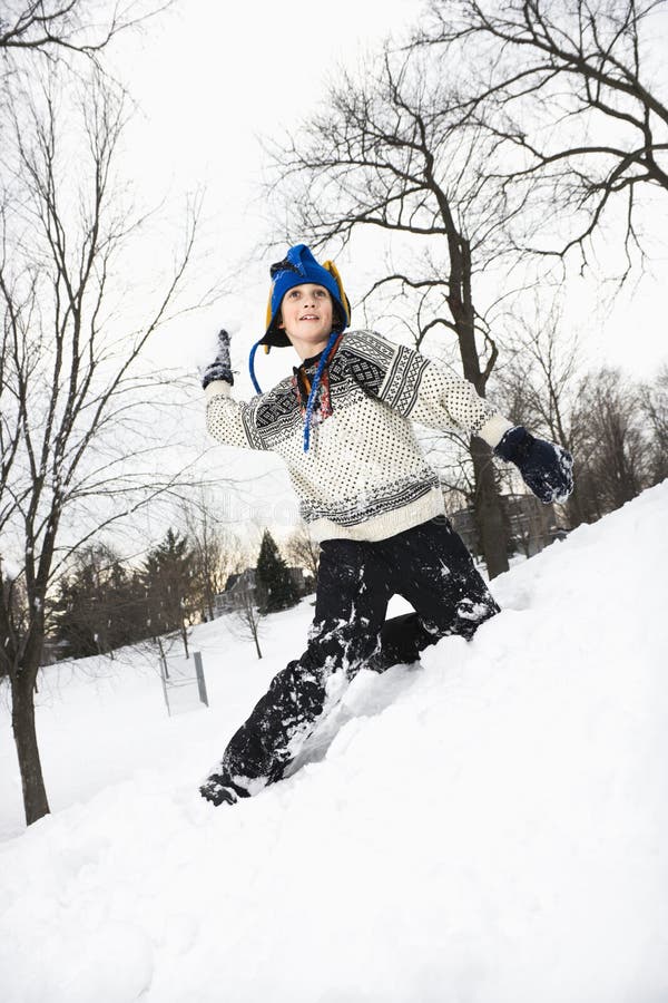 Boy throwing snow. stock image. Image of leisure, seasons - 3531253