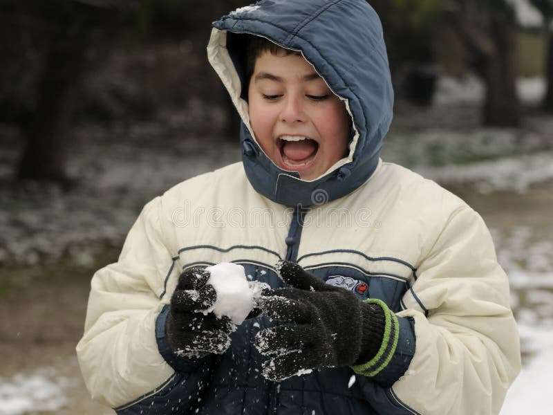Boy throwing a snowball stock image. Image of outdoors - 13149093