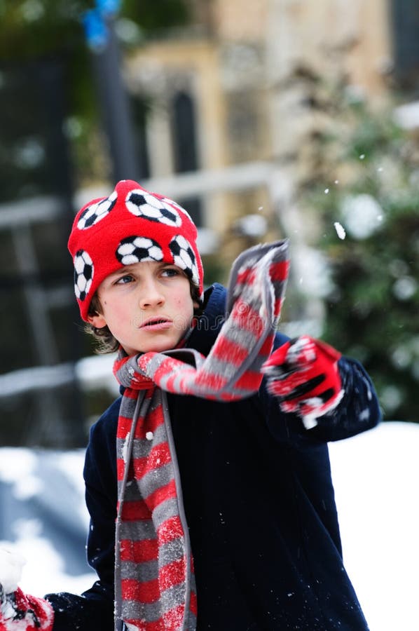 Boy Throwing Snowball Picture. Image: 8138649