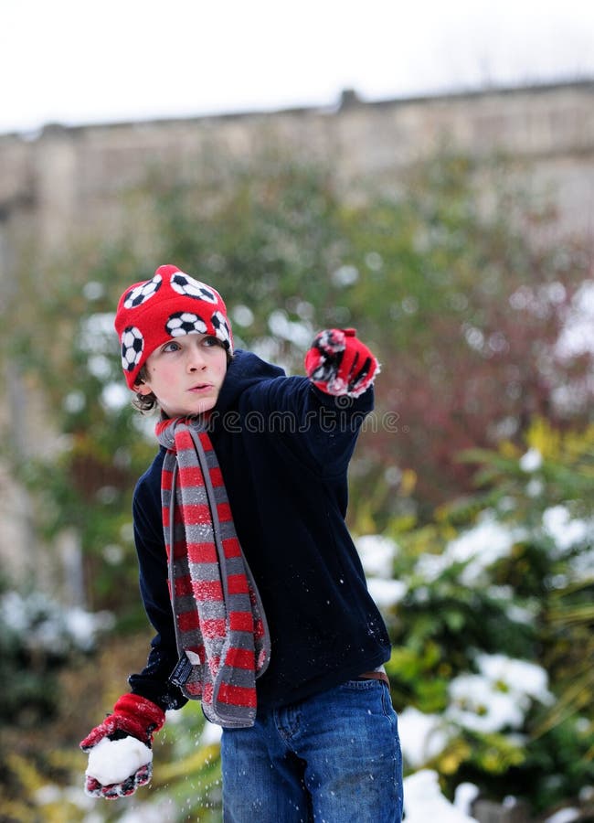 Boy throwing snowball stock photo. Image of weather, white - 8149194
