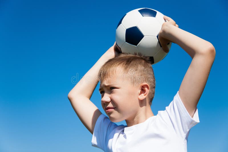 Boy throws a ball out stock image. Image of ball, portrait - 77989543