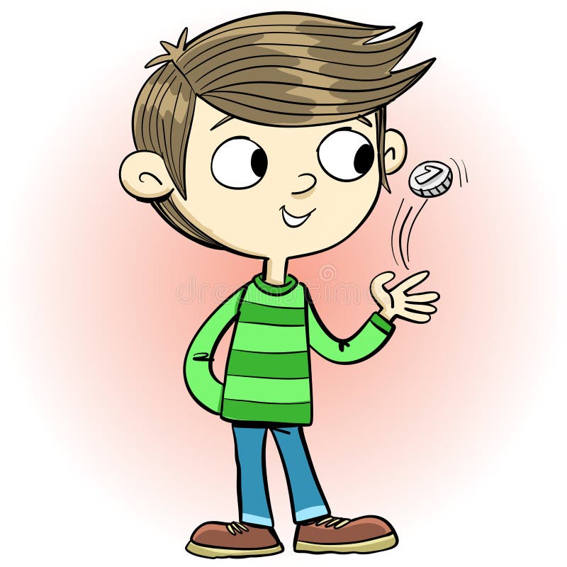 Boy Throws a Small Silver Coin Stock Vector - Illustration of hand ...