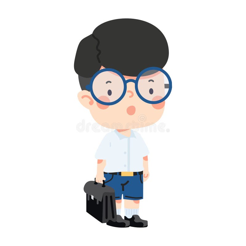 Boy to school with a bag stock vector. Illustration of youth - 354082656