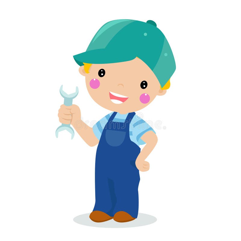 Cute Little Mechanic Boy stock vector. Illustration of repair - 17678993