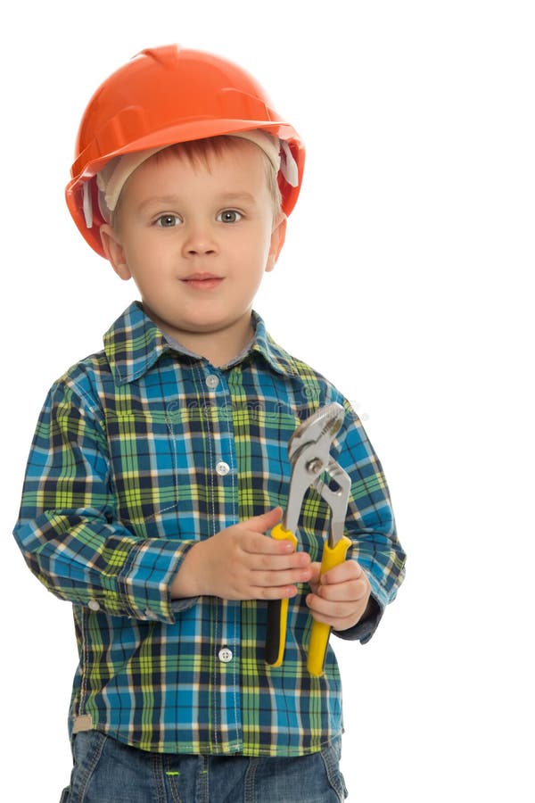 Boy with a Tool in the Hands of Stock Image - Image of emotional ...