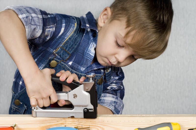 Boy with tools stock image. Image of contractor, cute - 13111459