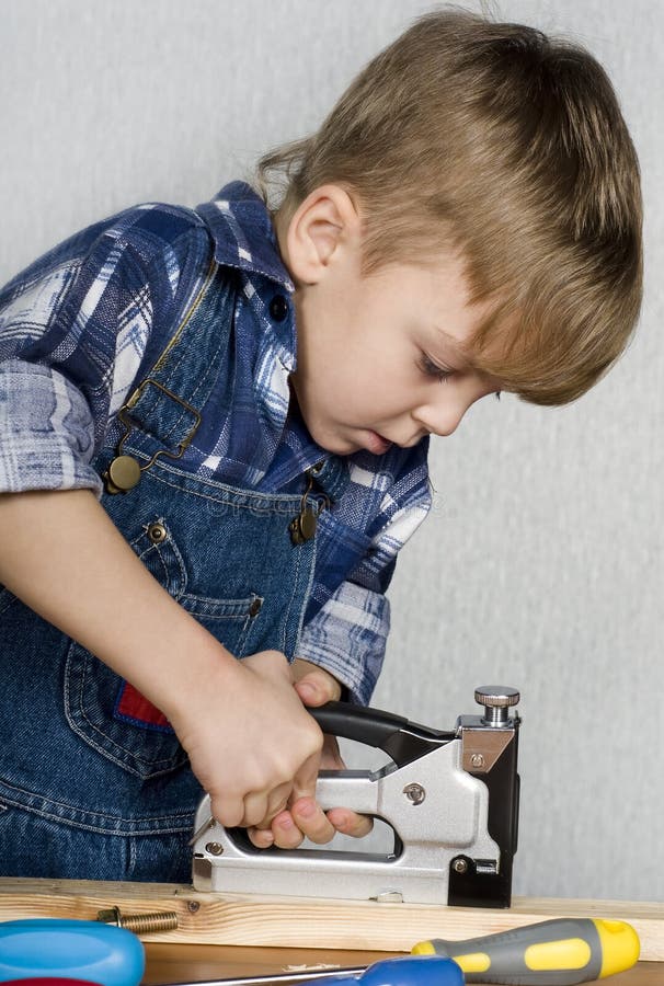 Boy with tools stock image. Image of contractor, cute - 13111459
