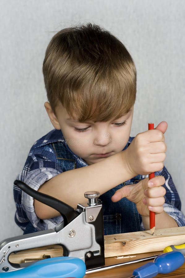 Boy with tools stock photo. Image of caucasian, design - 13236238