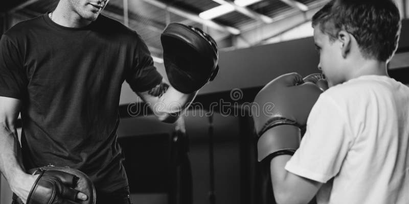 Boy Training Boxing Exercise Movement Concept Stock Image - Image of ...