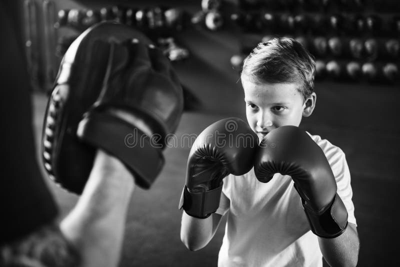 Boy Training Boxing Exercise Movement Concept Stock Image - Image of ...