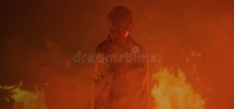 Boy Trapped in Fire Crying for Help Stock Image - Image of danger ...