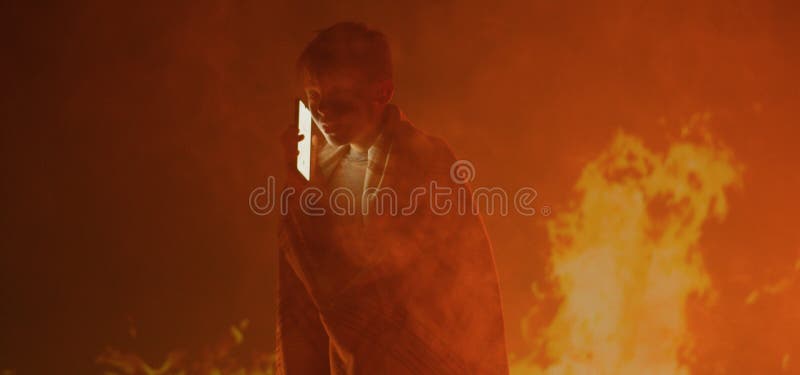 Boy Trapped in Fire Crying for Help Stock Photo - Image of crying ...