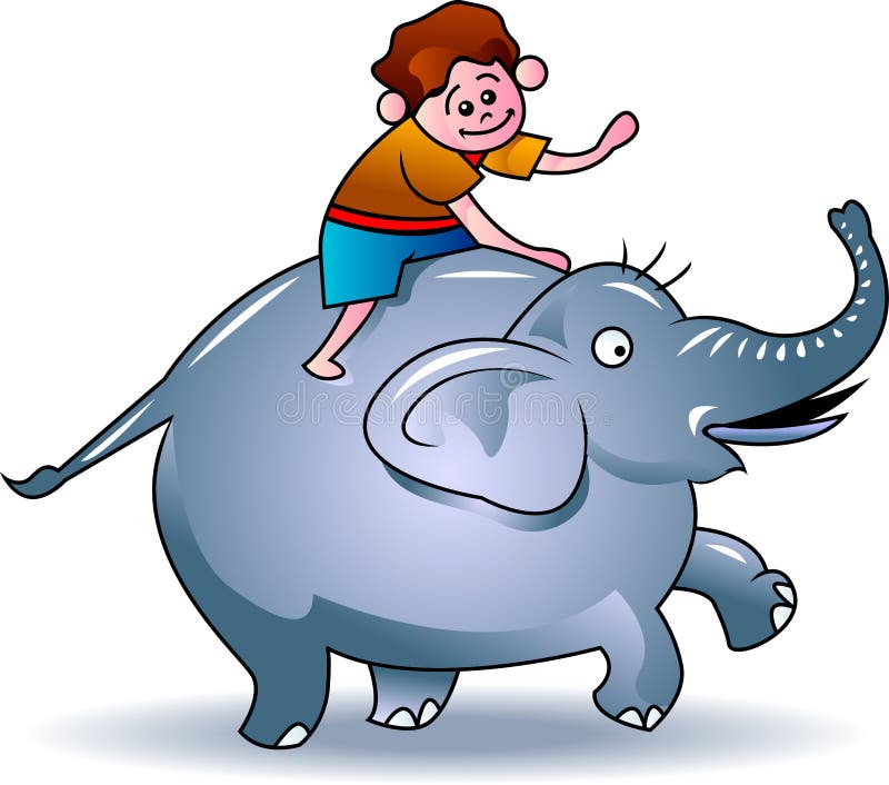 Boy travel on an elephant stock vector. Illustration of street - 90134061