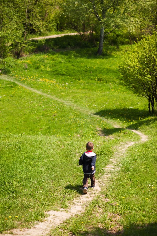 Boy on trekking path stock image. Image of green, trekker - 31380155