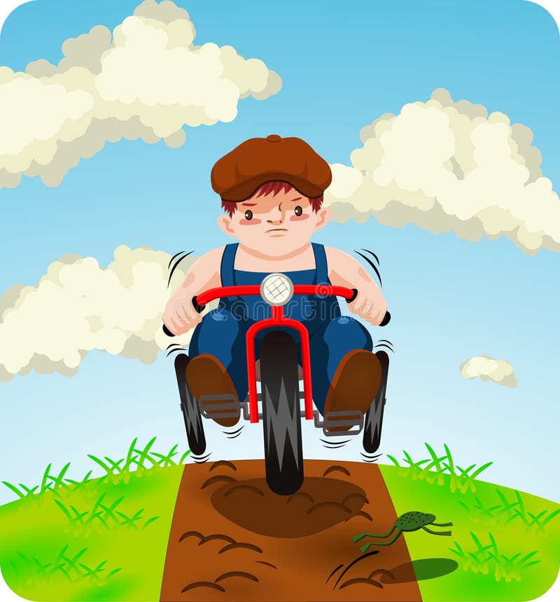 Boy on trike stock vector. Illustration of tricycle, cycling - 36788307