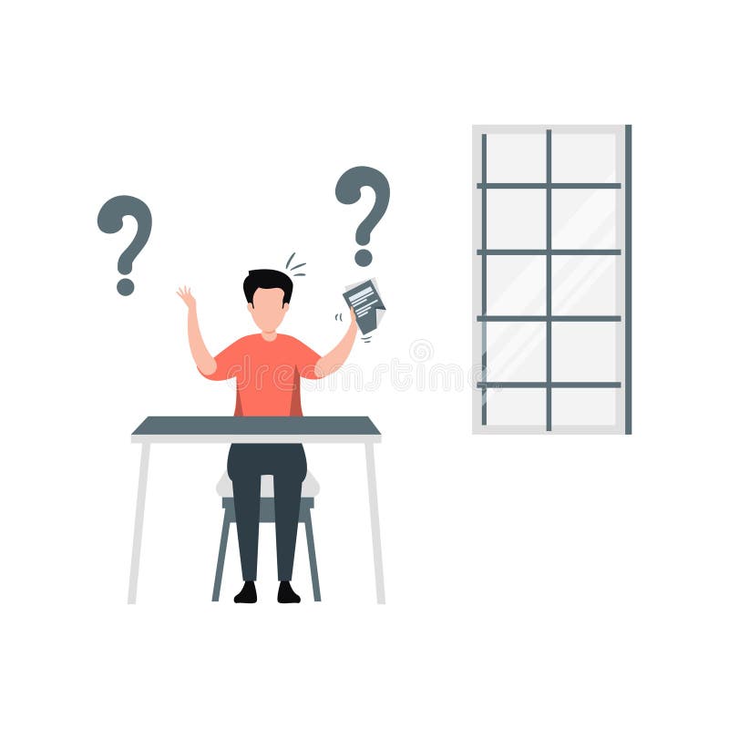 The Boy is Trying To Solve a Question Stock Illustration - Illustration ...