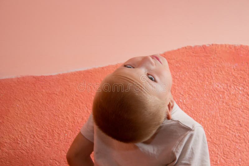 Boy Turned His Head To Back Stock Image - Image of white, casual: 89953531