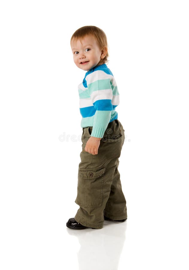 Man Standing and Looking Back, Isolated Stock Photo - Image of pocket ...