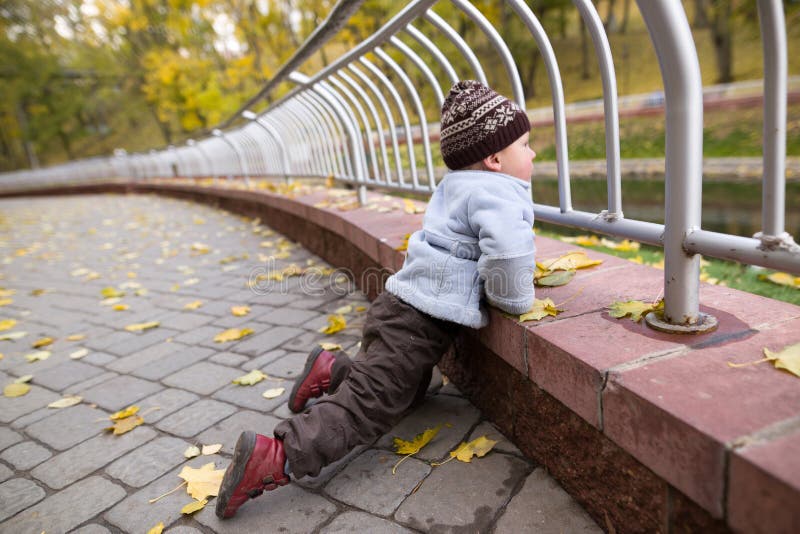 A Boy of Two Years on a Walk in a City Park Stock Image - Image of male ...