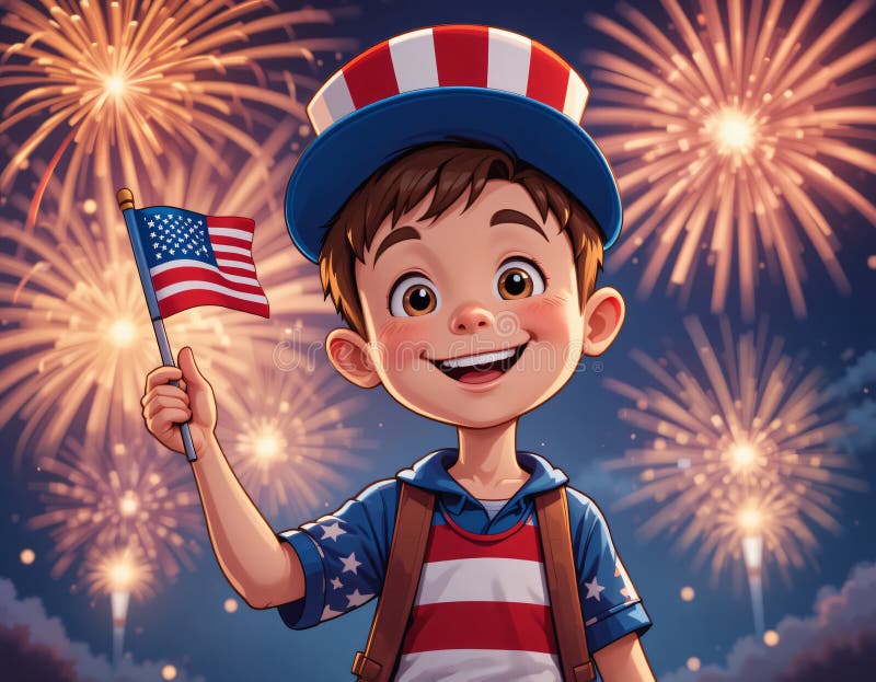 Uncle Sam with Fireworks Vector Stock Illustration - Illustration of ...