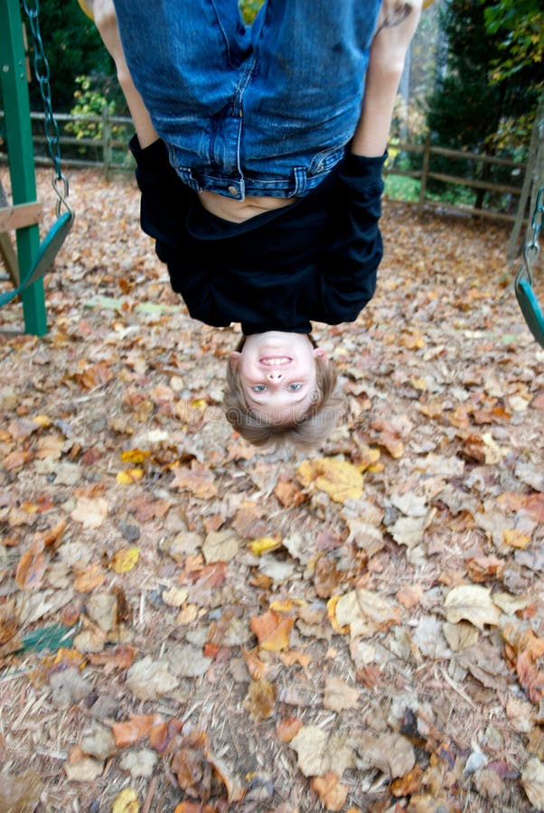 Boy upside down stock photo. Image of leaves, caucasian - 12102758