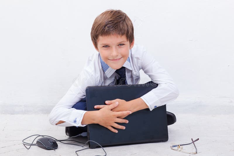 Boy Using His Laptop Computer Stock Photo - Image of people, caucasian ...