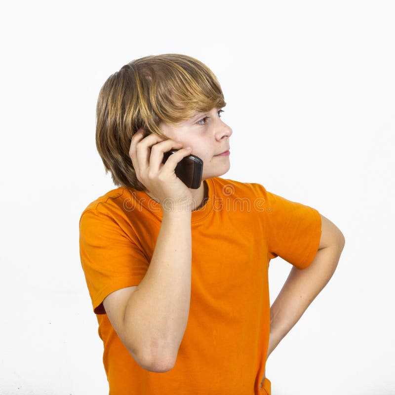 Boy is Using His Mobile Phone Stock Photo - Image of happy, face: 34445198