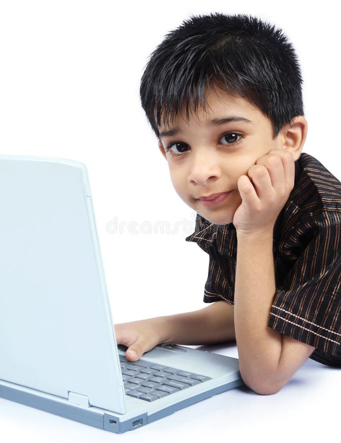 Teenage Boy and Laptop on Floor Stock Image - Image of computer ...