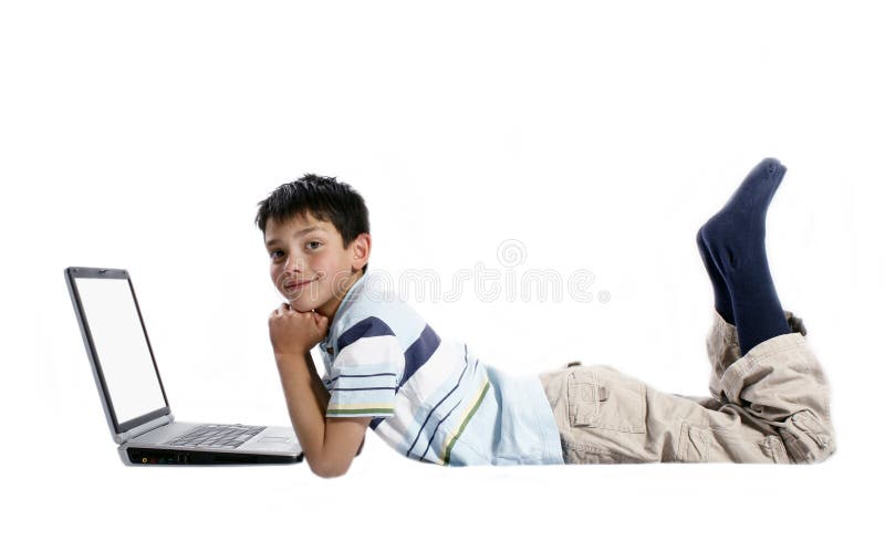 Boy using a laptop stock photo. Image of graduate, black - 3031954