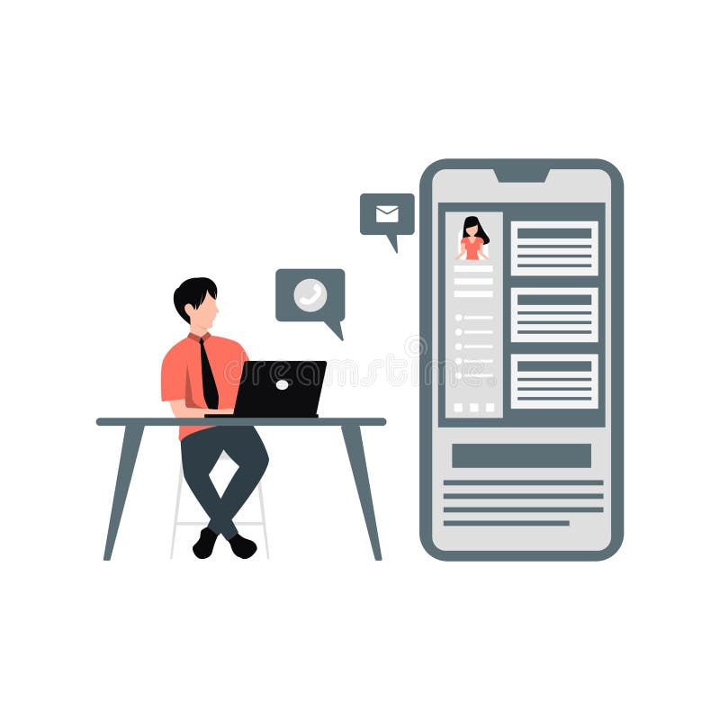 Boy is Using Laptop for Candidate Profile Stock Illustration ...